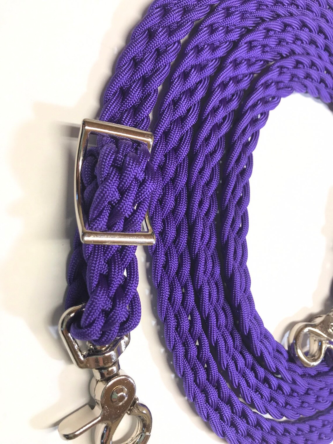 Flat Loop Purple Rein for Horses With Clips Hand Braided Out - Etsy