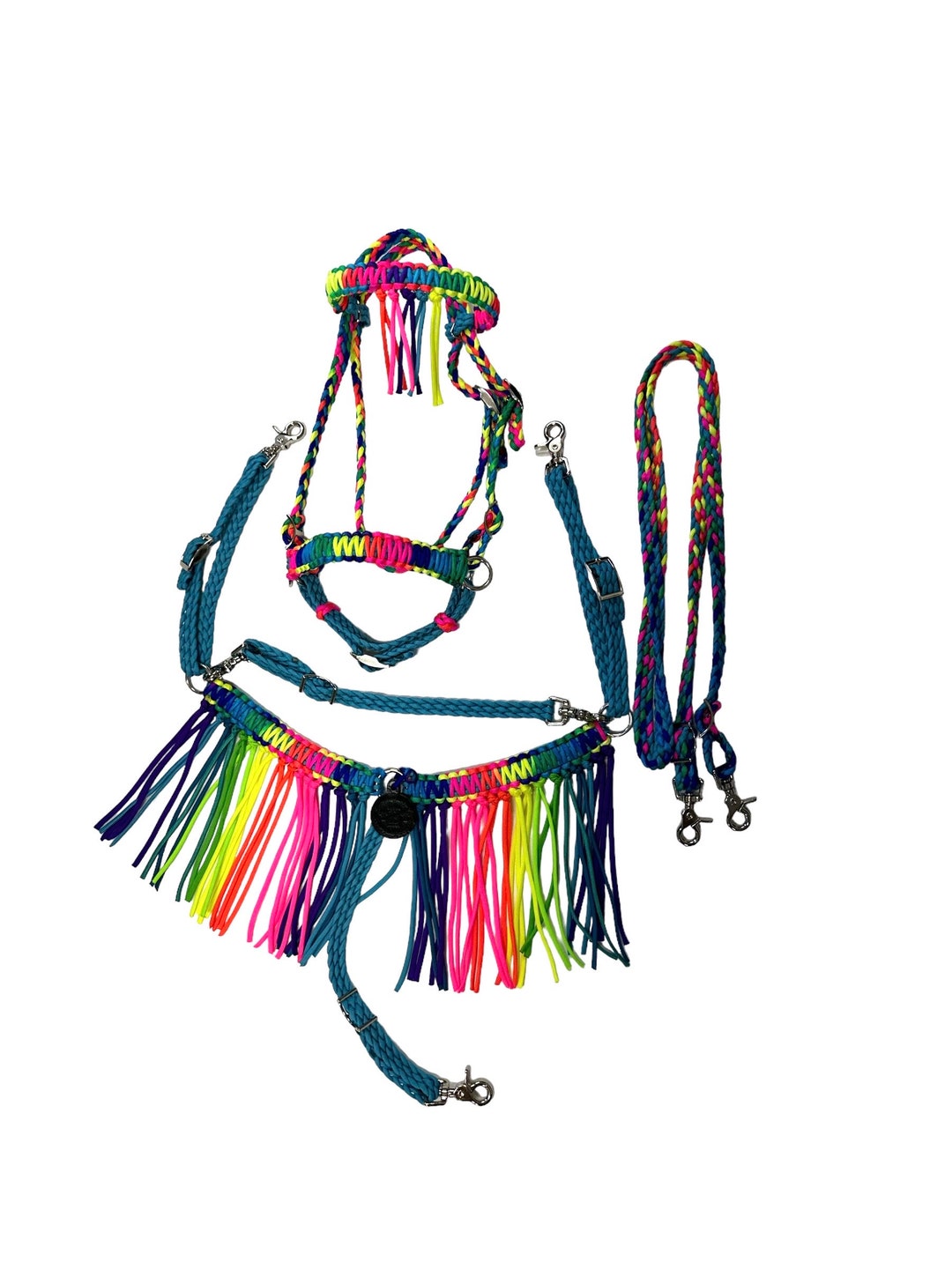 Rainbow Pony Fringe Tack Set With Turquoise Tugs - Etsy