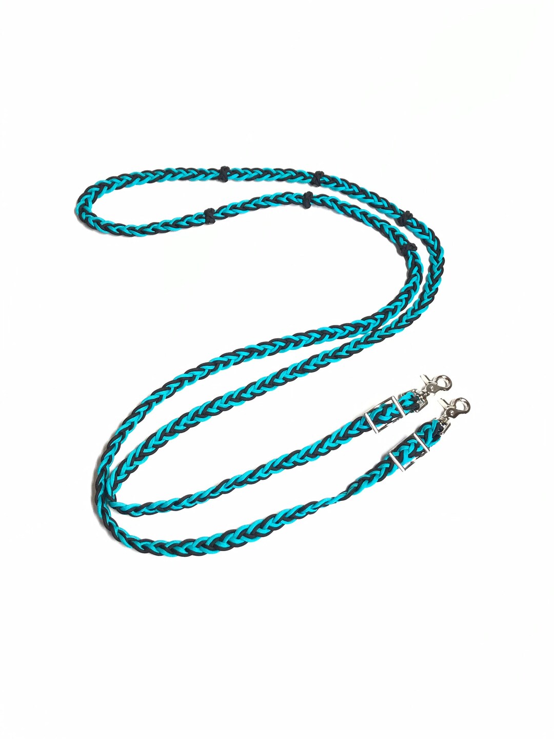 Barrel Reins 1/2" With Movable Grip Knots, Training Lesson Reins, Teal ...