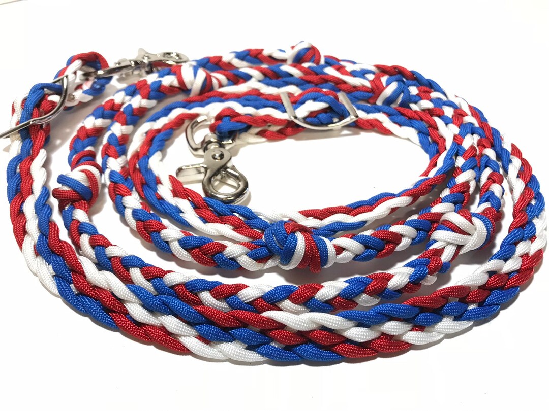 Red White and Blue Barrel Reins With Grip Knots - Etsy