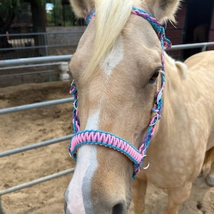 Pony Bitless Bridle, Light Pink, Lilac, and Turquoise Pony Bitless ...