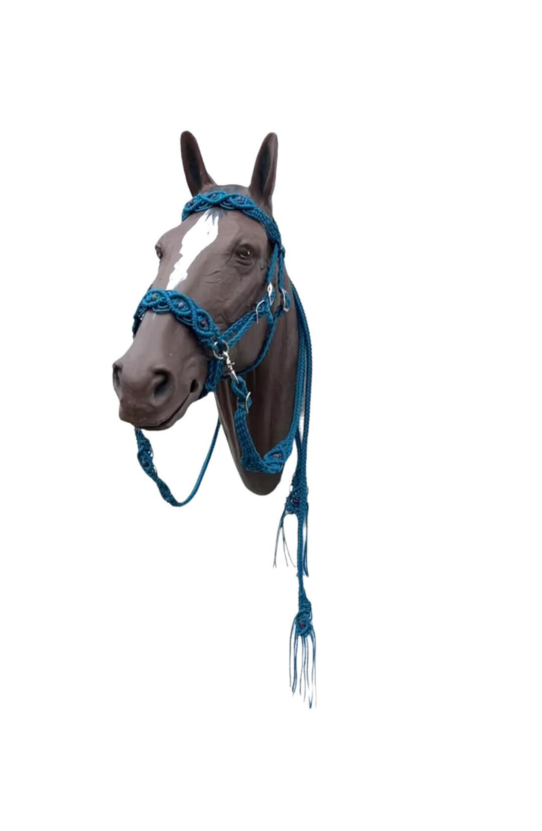 Bitless Bridle Set in Carribean Blue With Split Reins, Horse Side Pull ...