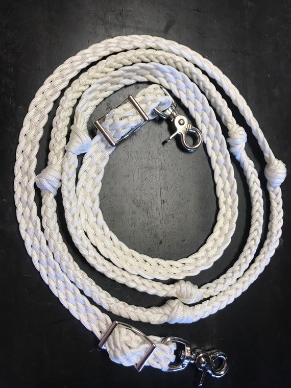 White Reins Barrel Reins With Knots Reins Paracord Reins | Etsy