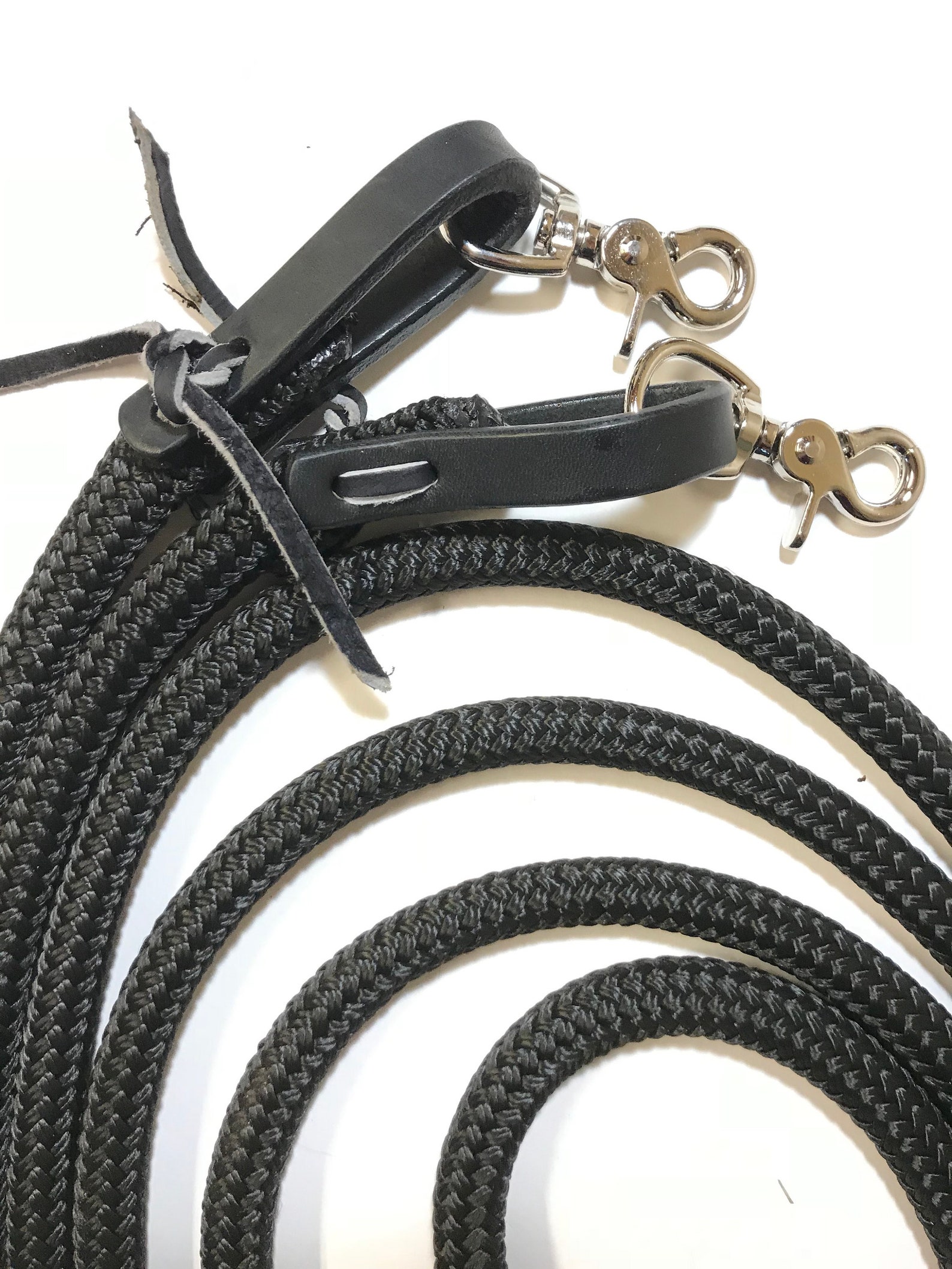 Yacht Rope Split Reins Black With Poppers - Etsy