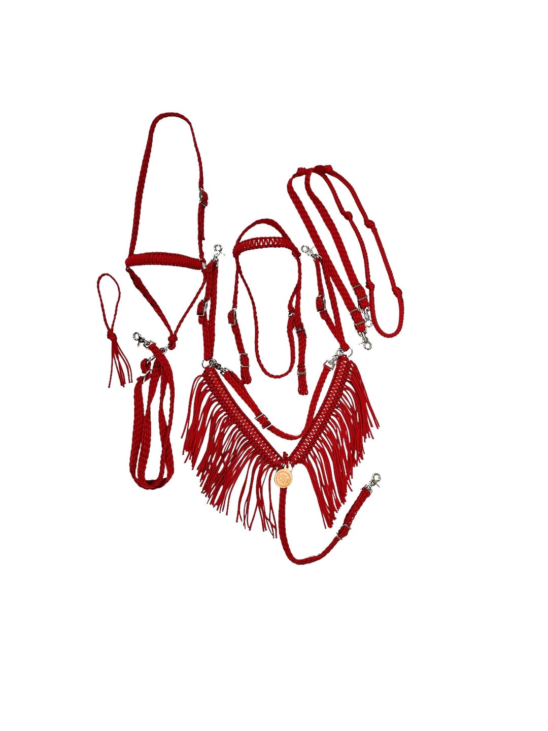 Red Horse Tack Set With Fringe Breast Collar Browband - Etsy