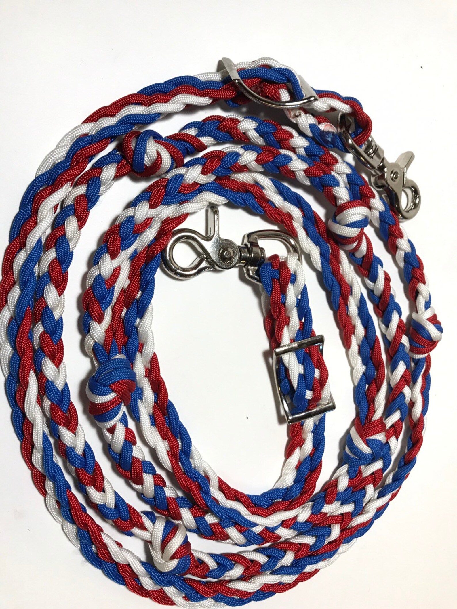 Red White and Blue Barrel Reins With Grip Knots | Etsy