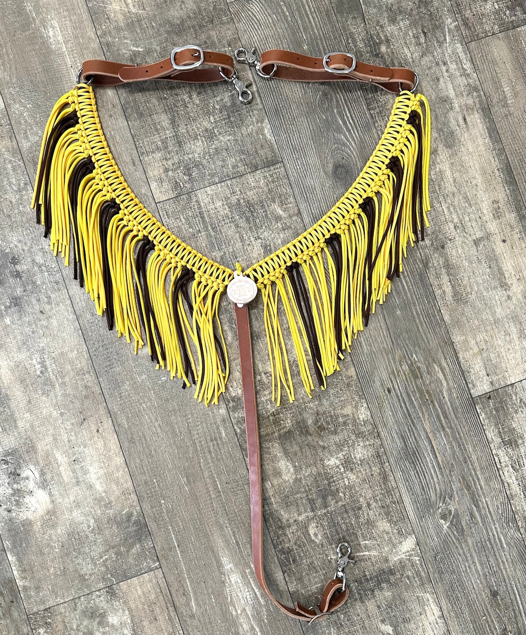 Fringe Breast Collar Yellow and Brown With Leather Tugs Sunflower Horse ...