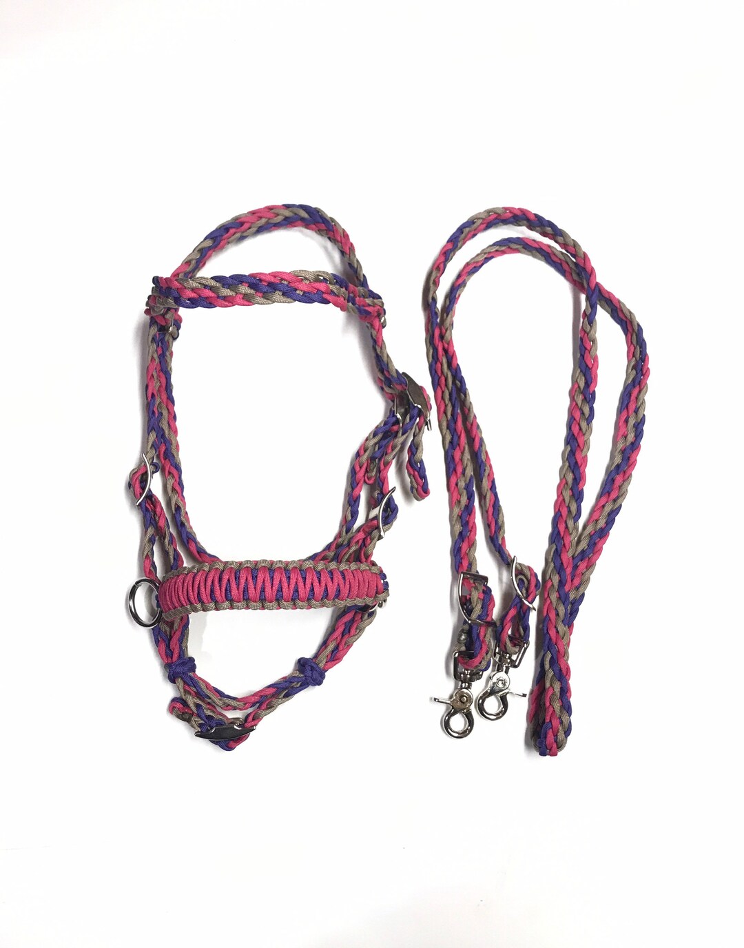 Pony Bitless Bridle Fuschia Pink, Tan, and Purple - Etsy