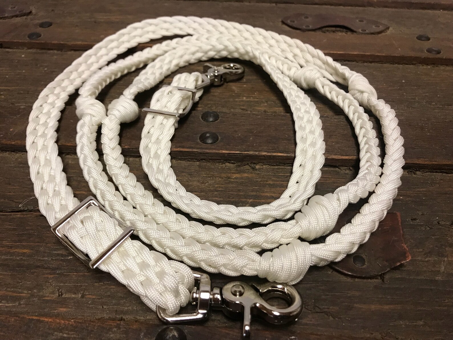 White Reins Barrel Reins With Knots Reins Paracord Reins - Etsy