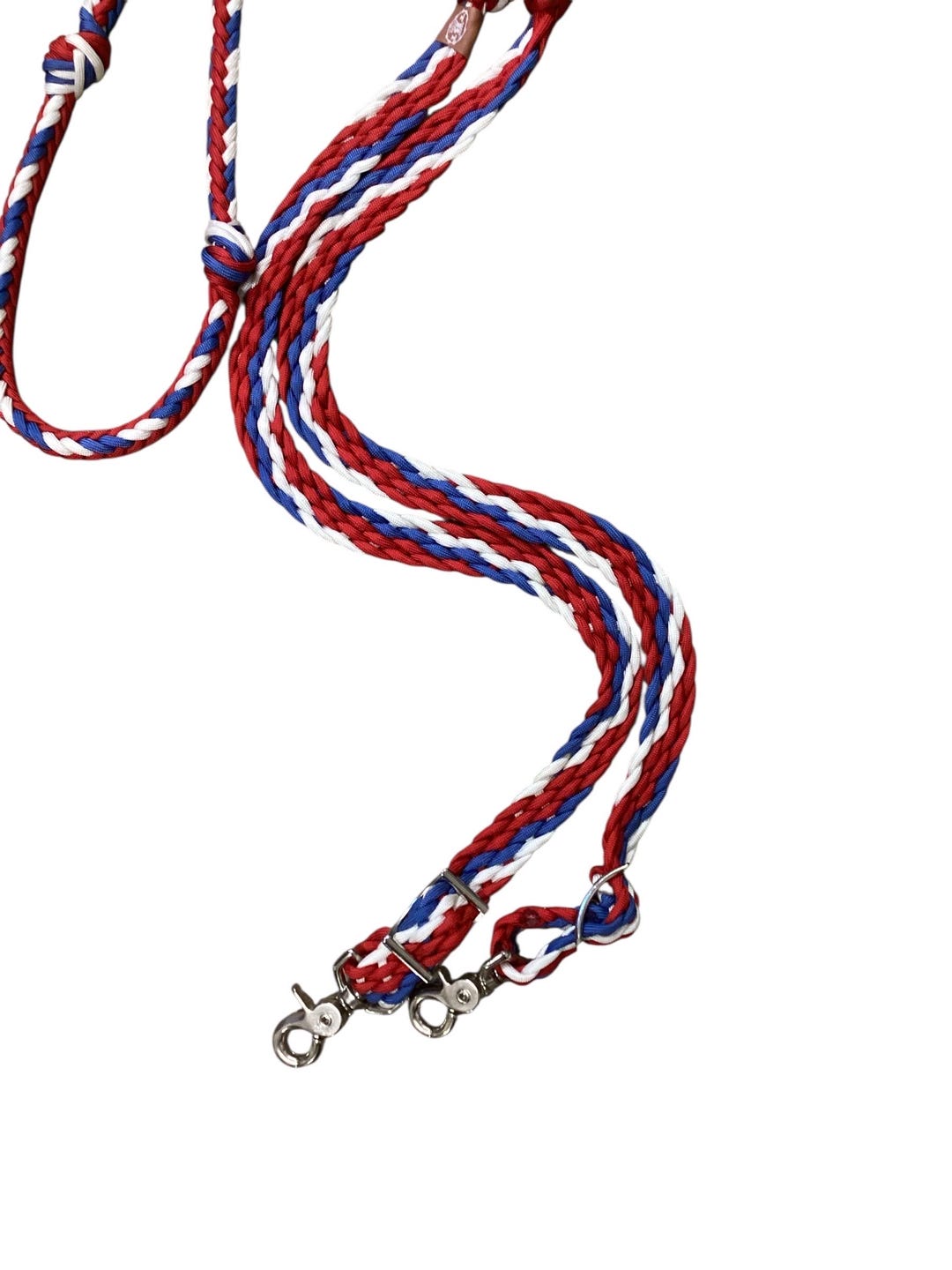 Red White and Blue Round Barrel Reins With Grip Knots - Etsy