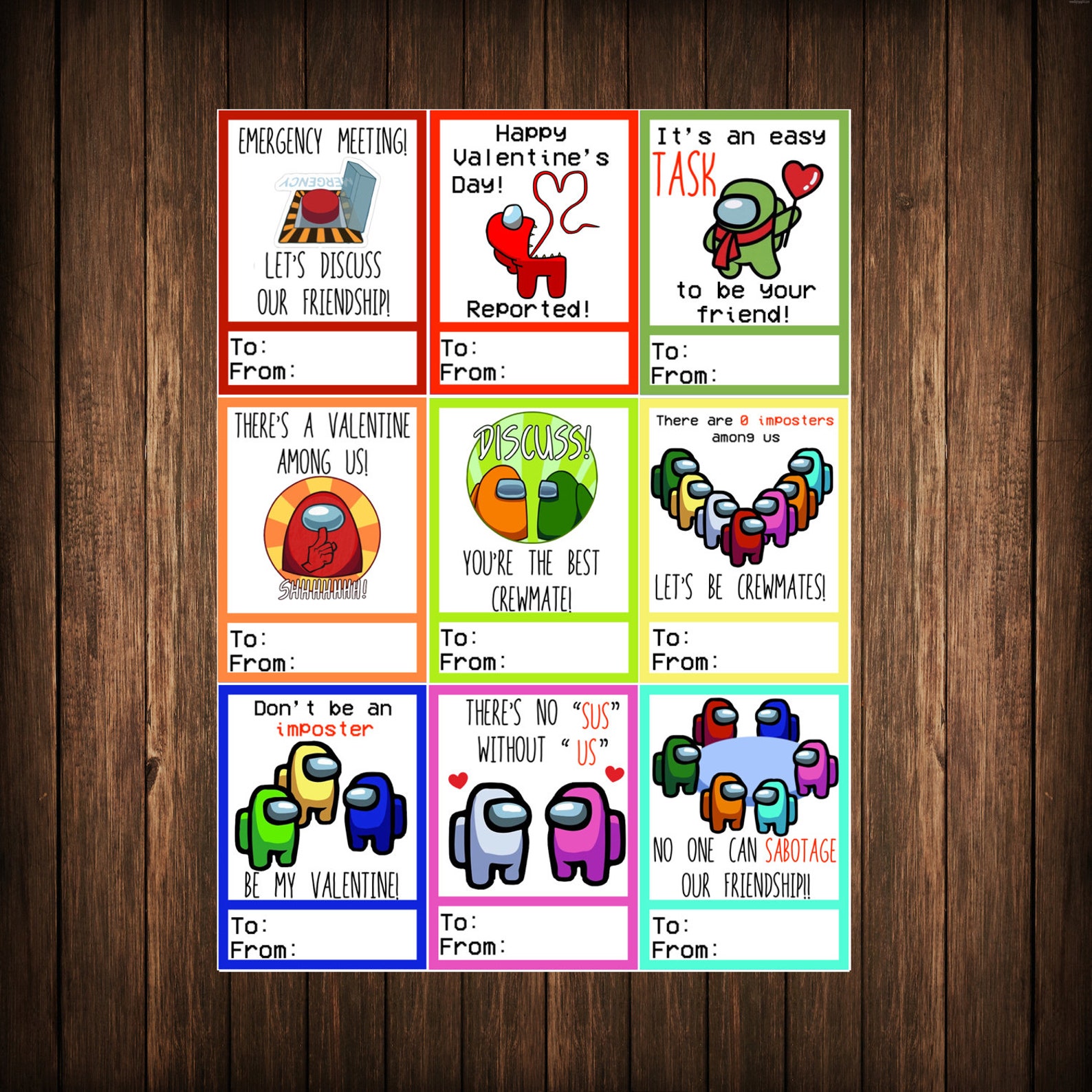 Among Us Game Printable Valentines Day Cards - Instant Download! - Sus ...