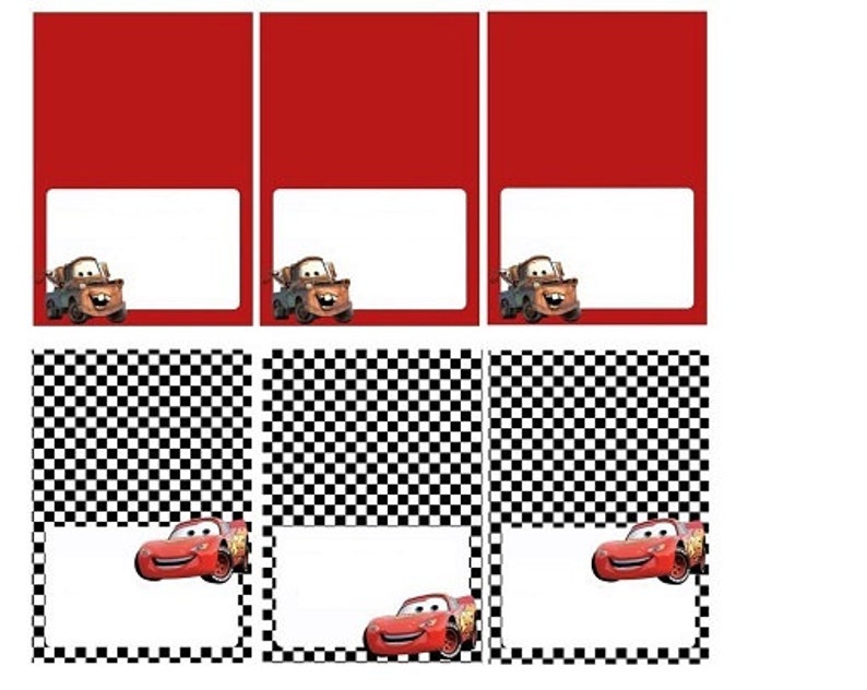 Disney Cars Food Labels, Placecards, Tent Cards, Favor Tags - INSTANT ...