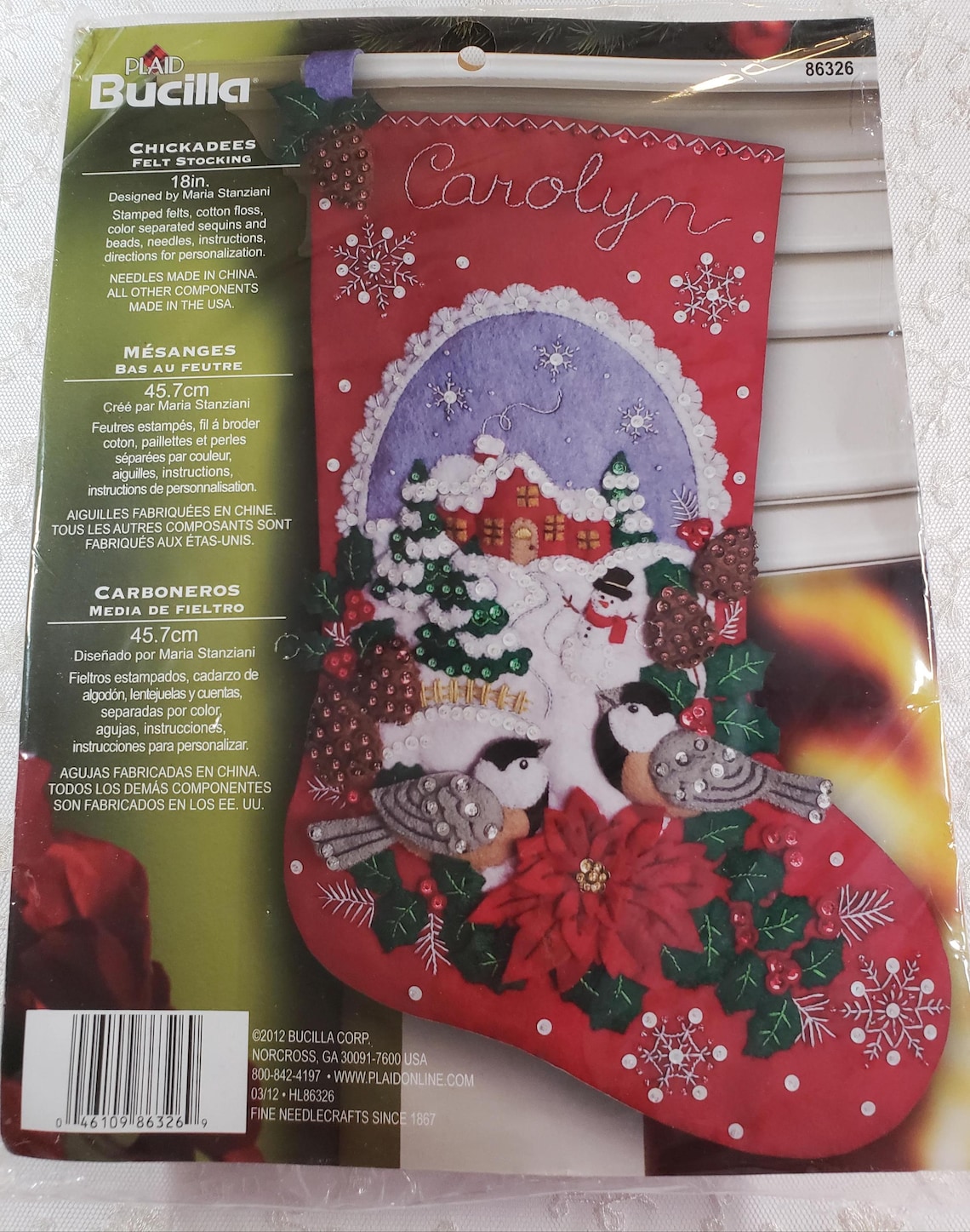 Bucilla Felt Applique Stocking Kit - UNOPENED - Chickadees - Birds ...