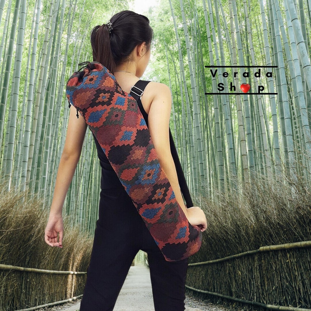 Handmade Woven Cotton Yoga Mat Bag: Adjustable Strap WF72 - Etsy