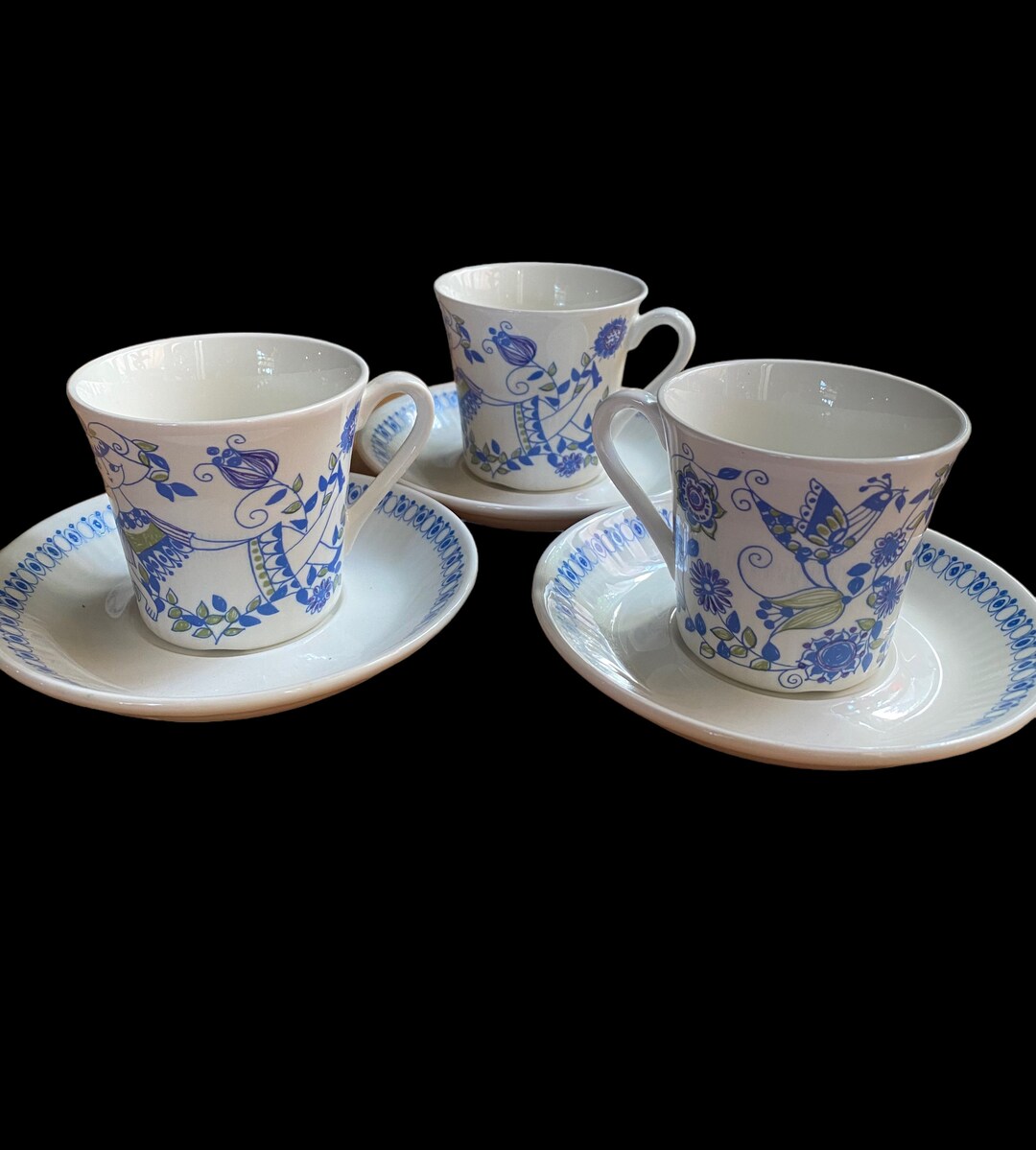 Figgjo Norway Lotte Pattern Cups and Saucers - Etsy