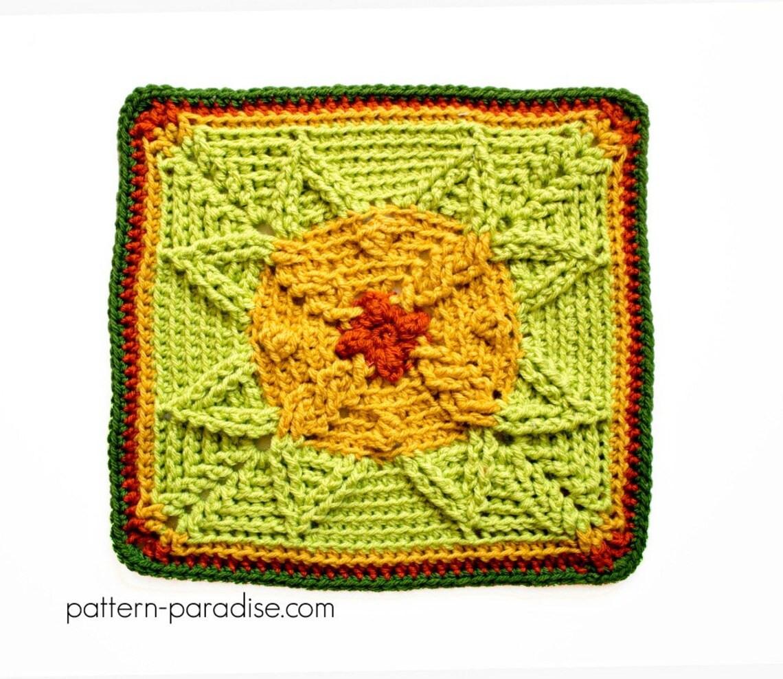 Crochet Pattern Afghan Square Autumn Sunset 12 Motif PDF - Etsy