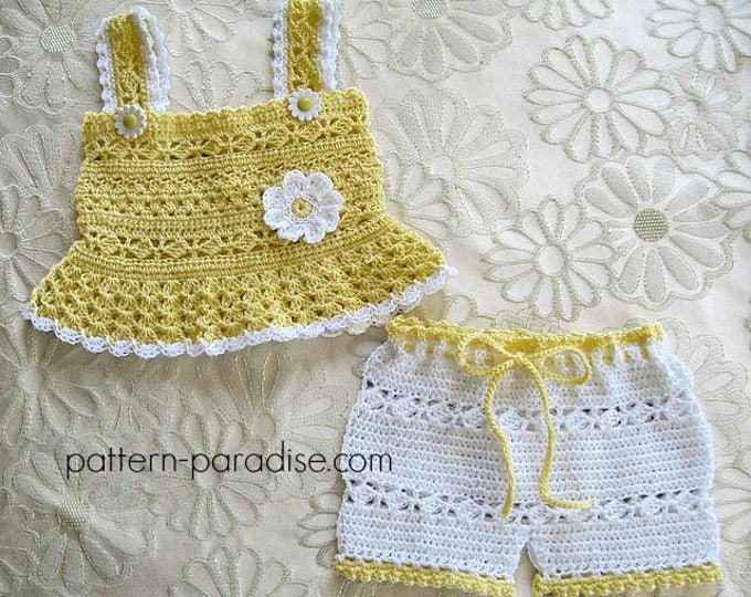 Crochet Pattern for Daisy Tank and Shorts Set, Baby Girl, PDF 12-023 ...