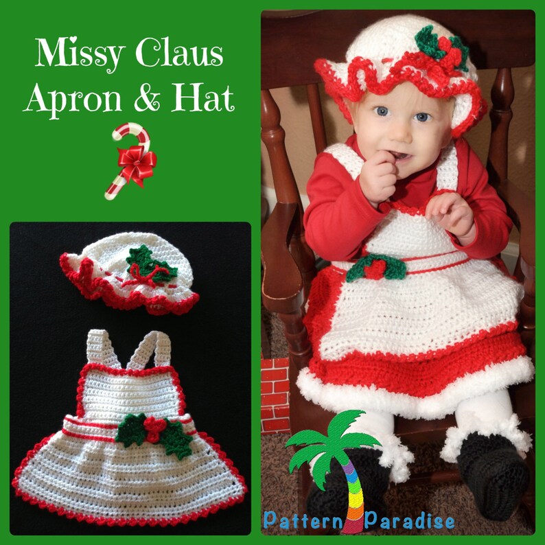 Santa Apron & Hat Crochet Pattern PDF12-122B INSTANT DOWNLOAD - Etsy