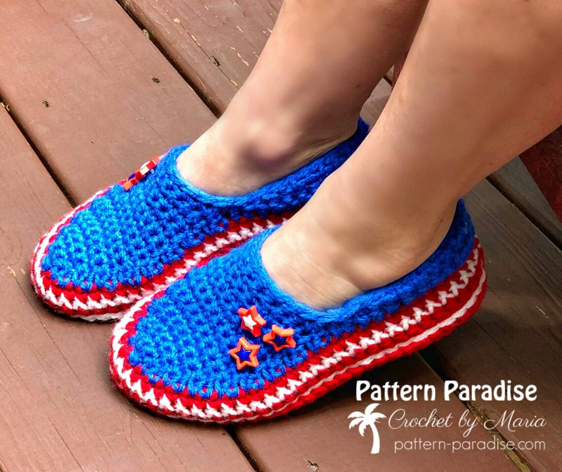 Crochet Pattern for Stars and Stripes Slippers House Slippers | Etsy