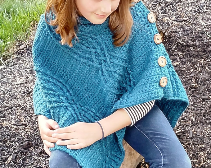 Crochet Pattern for Cabled Poncho Shawl Wrap PDF 16-261 - Etsy
