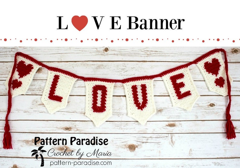 Crochet Pattern LOVE Banner Bunting Wall Hanging - Etsy