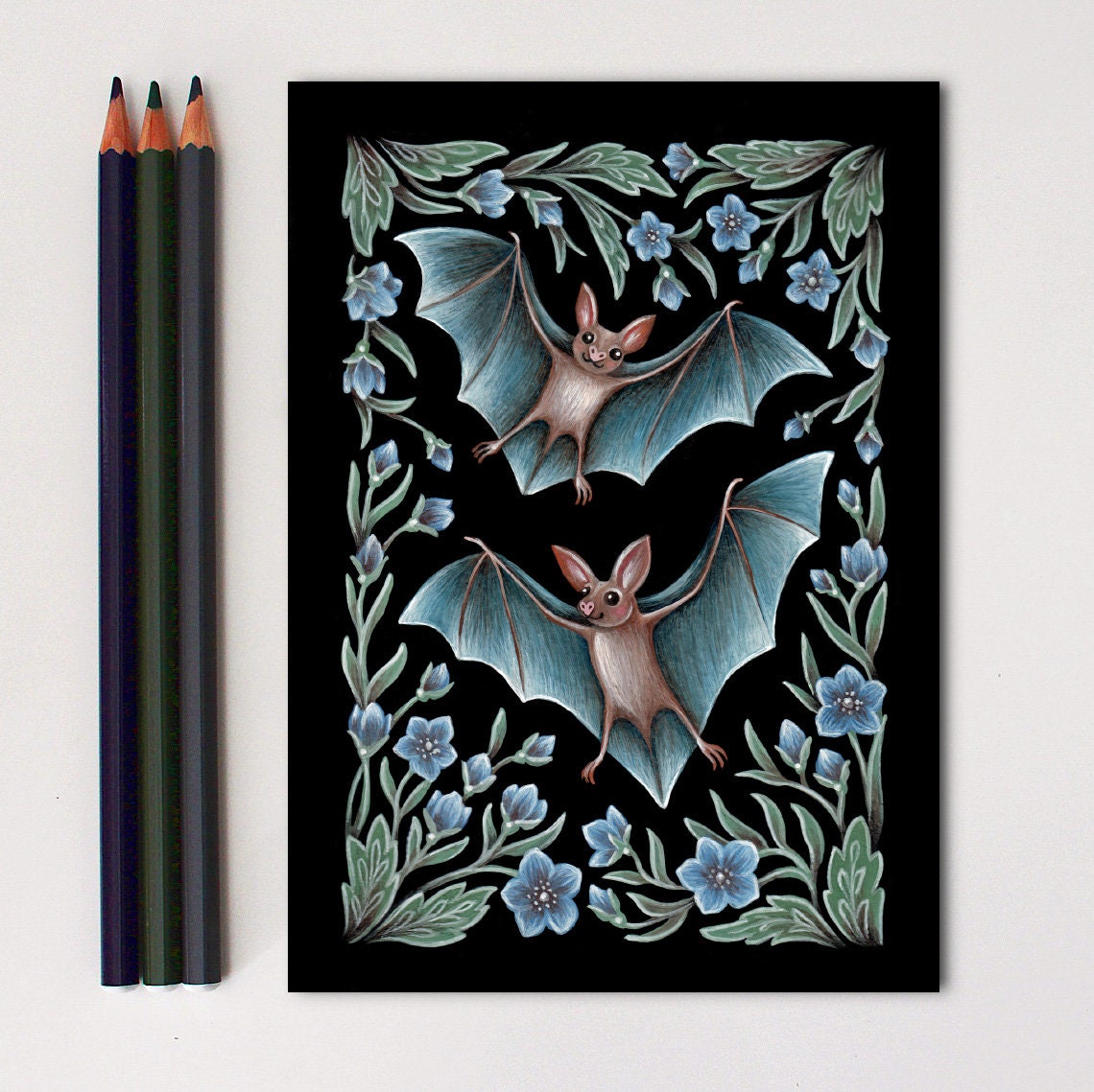 Bat Art Print Watercolor Painting Print Vintage Bat Art - Etsy