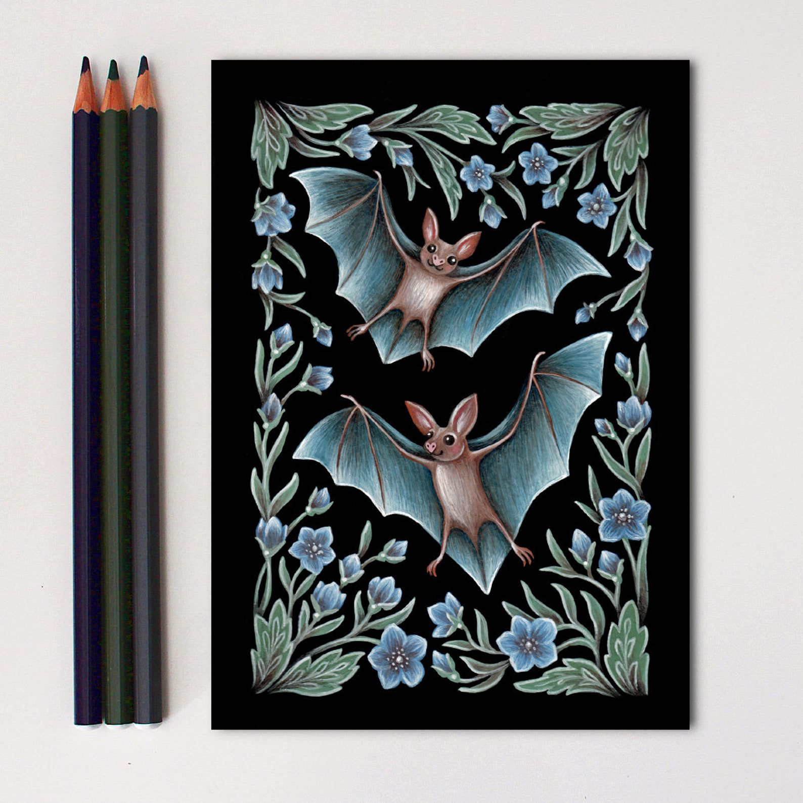 Bat Art Print Watercolor Painting Print Vintage Bat Art - Etsy