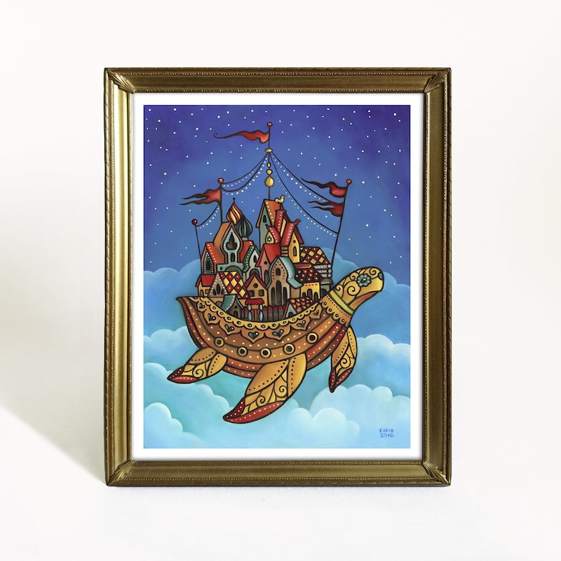 Turtle Whimsical Painting - Etsy