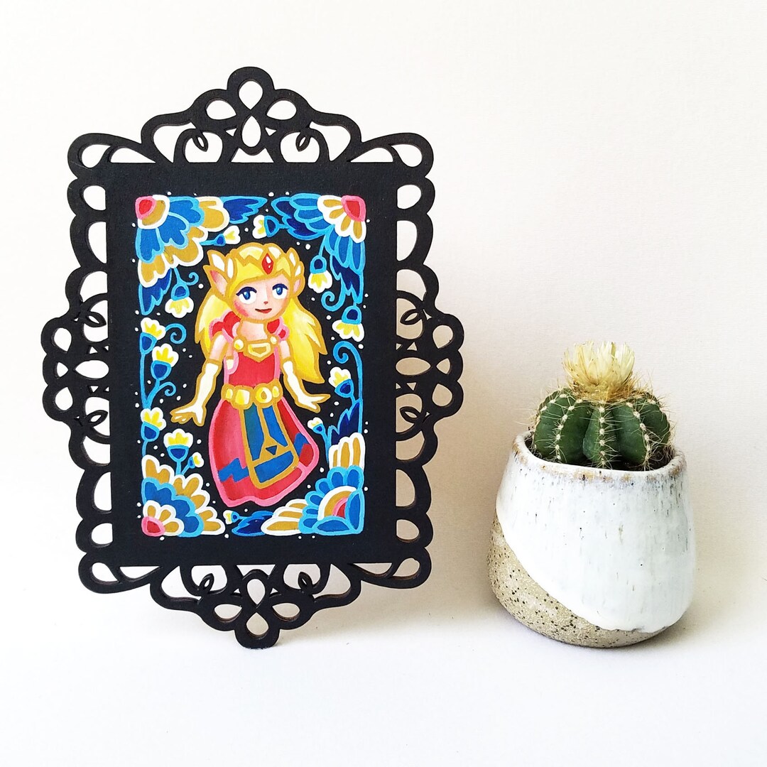 Zelda Hand-painted Folk Art, 5x7 Rustic Wood Painting, Handmade Zelda ...
