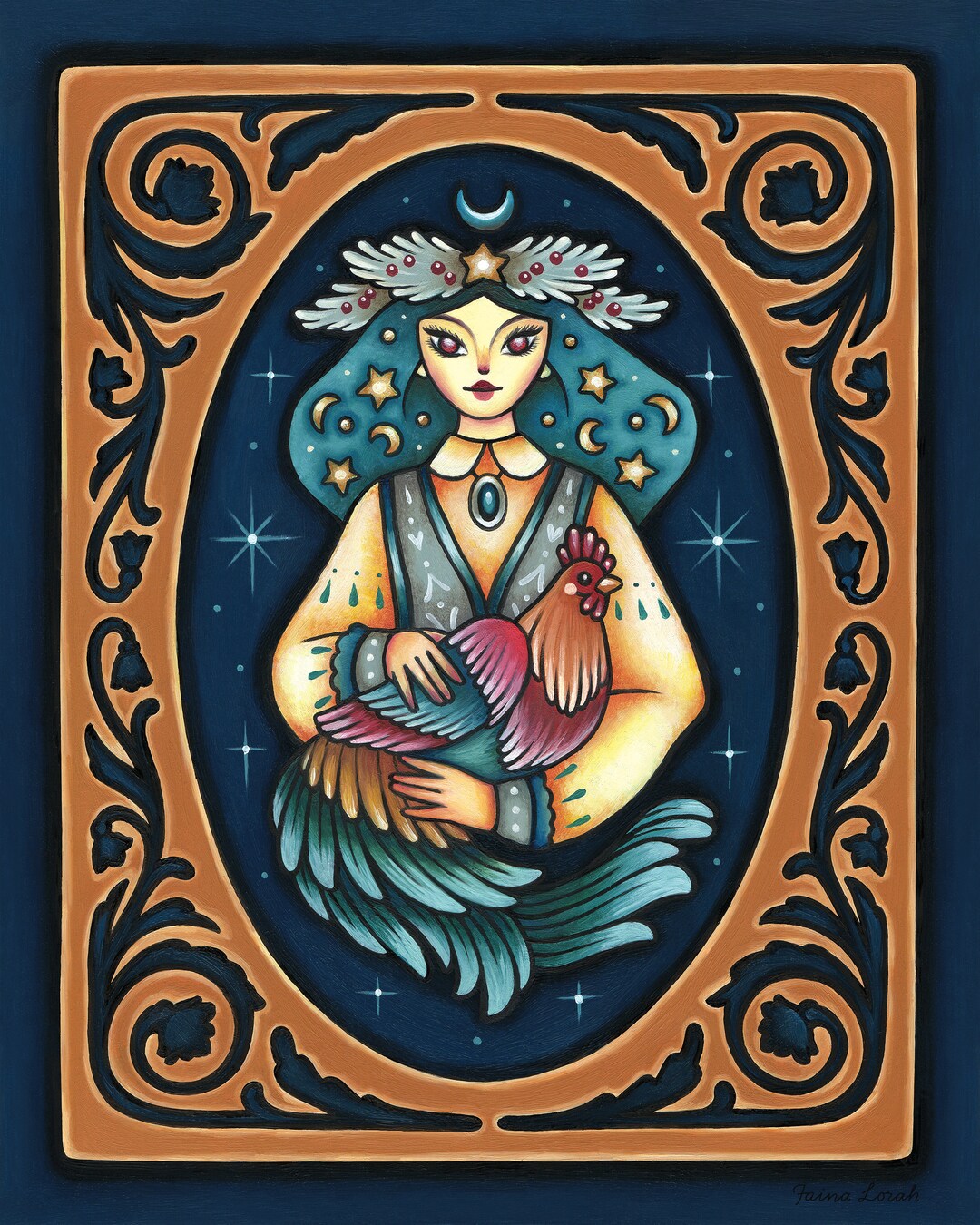 Renewal Rune Goddess Oil Painting 8x10 Framed Original Artwork Gothic ...