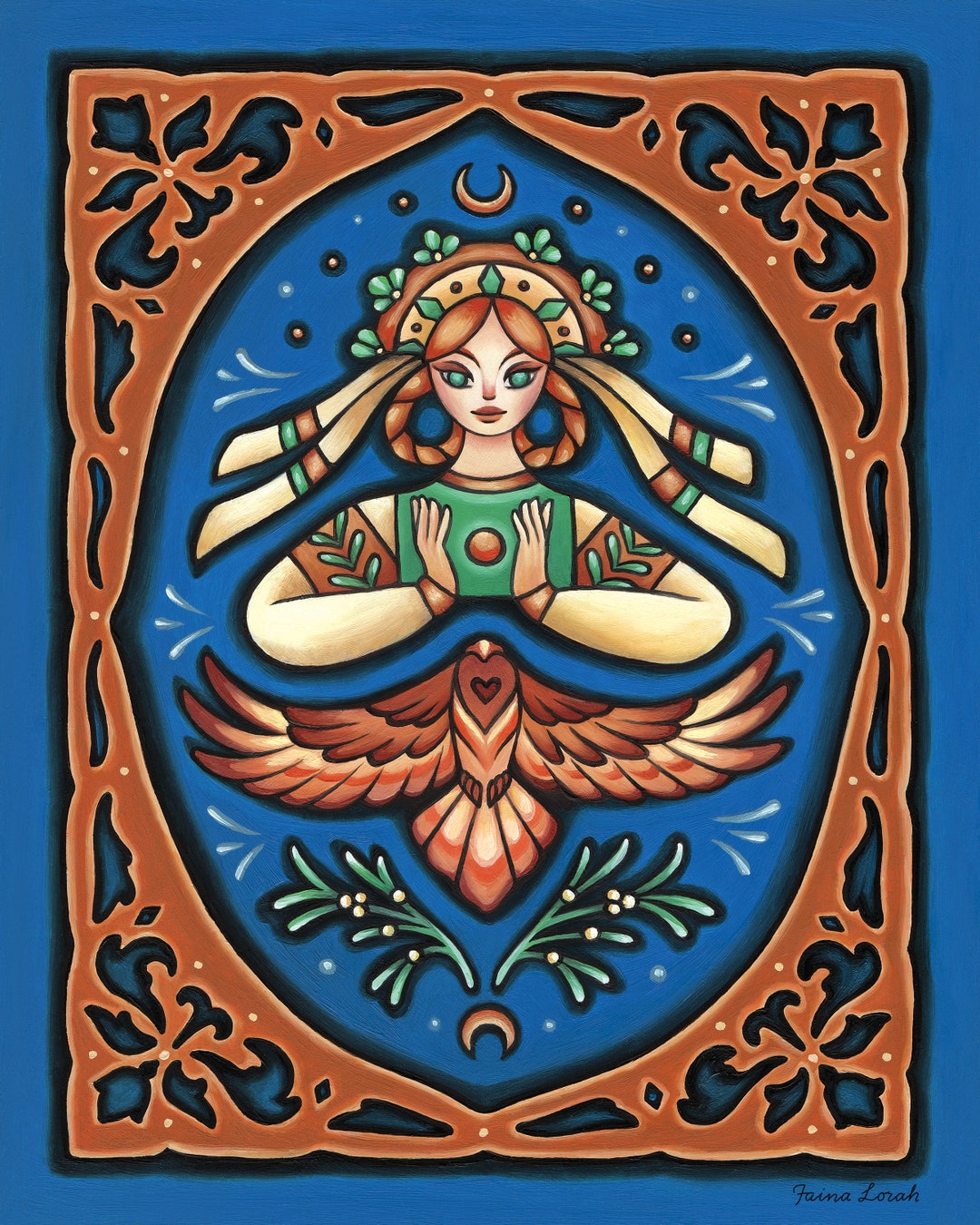 Victory Rune Goddess Painting 8x10 Framed Original Artwork Gothic Art ...