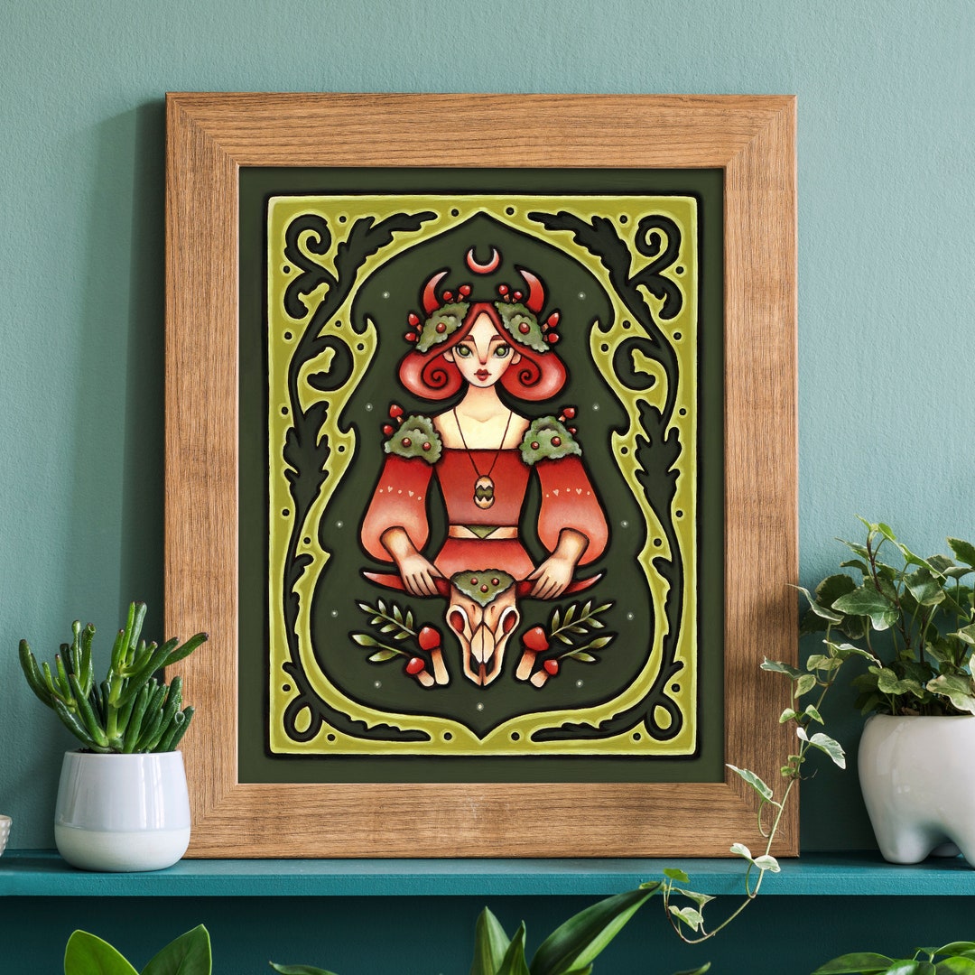 Bull Pagan Folk Art Print 8x10 Oil Painting Print Norse Wilderness ...