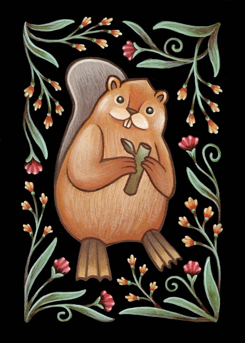 Beaver Art Print Watercolor Painting Print Beaver Decor - Etsy