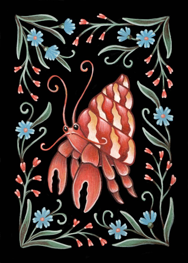 Hermit Crab Art Print - Original Watercolor Painting Giclée - Whimsical ...