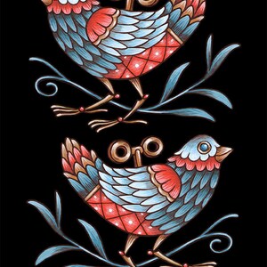 Wind up Bird Art Print - Watercolor Painting Print - Steampunk Wind up ...