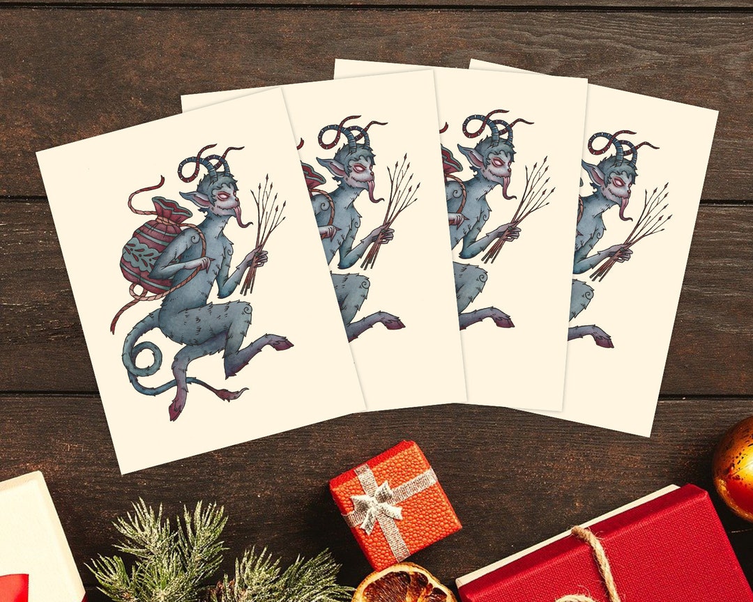 Krampus Postcards Set of 4 Christmas Cards Yule Gift - Etsy