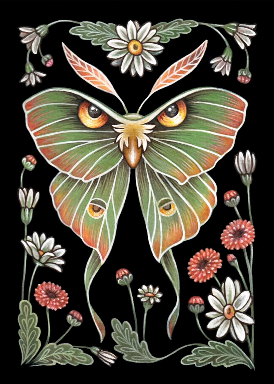 Luna Moth Art Print Watercolor Painting Print Luna Moth - Etsy