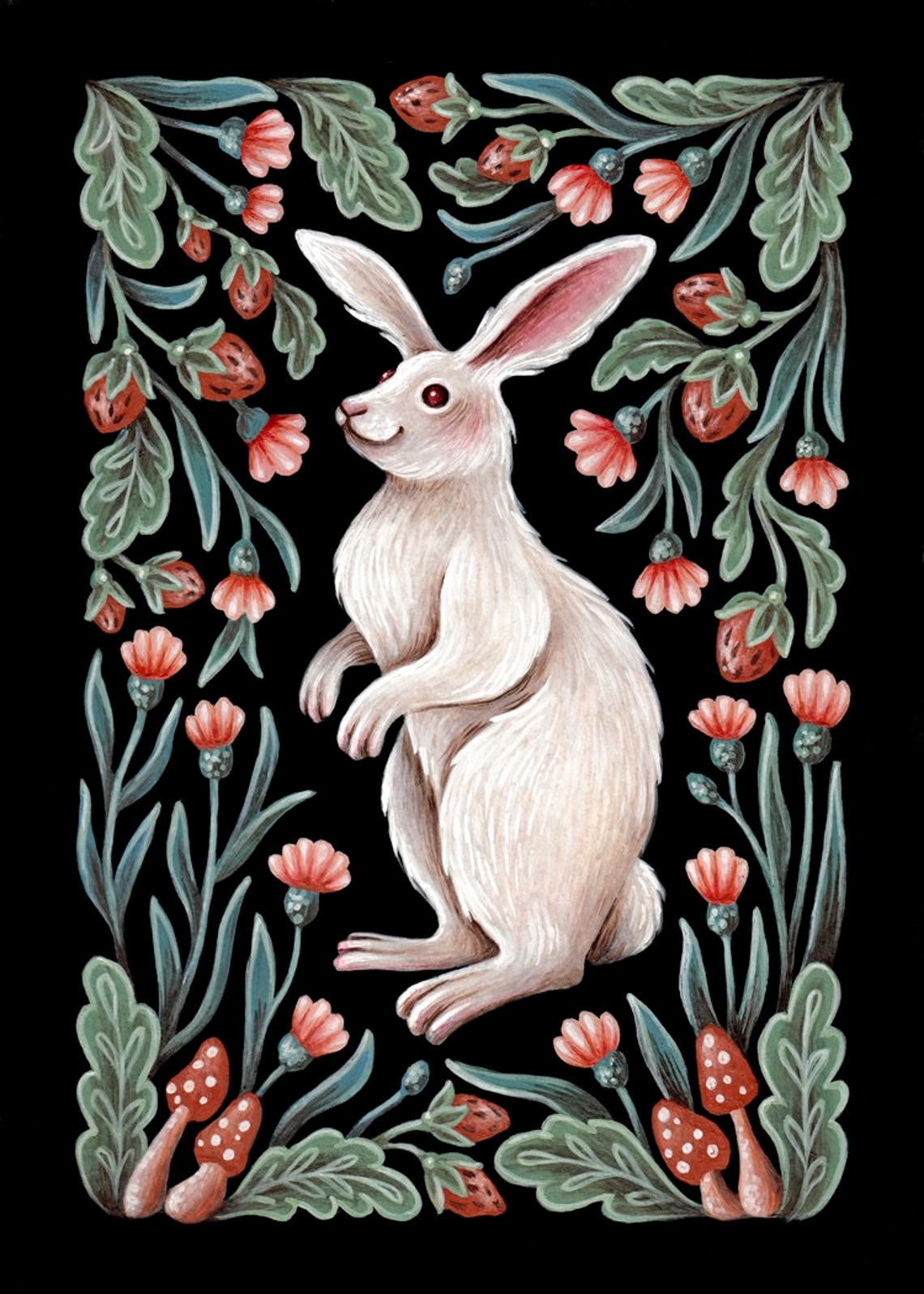 Rabbit Art Print Watercolor Painting Print Alice in - Etsy