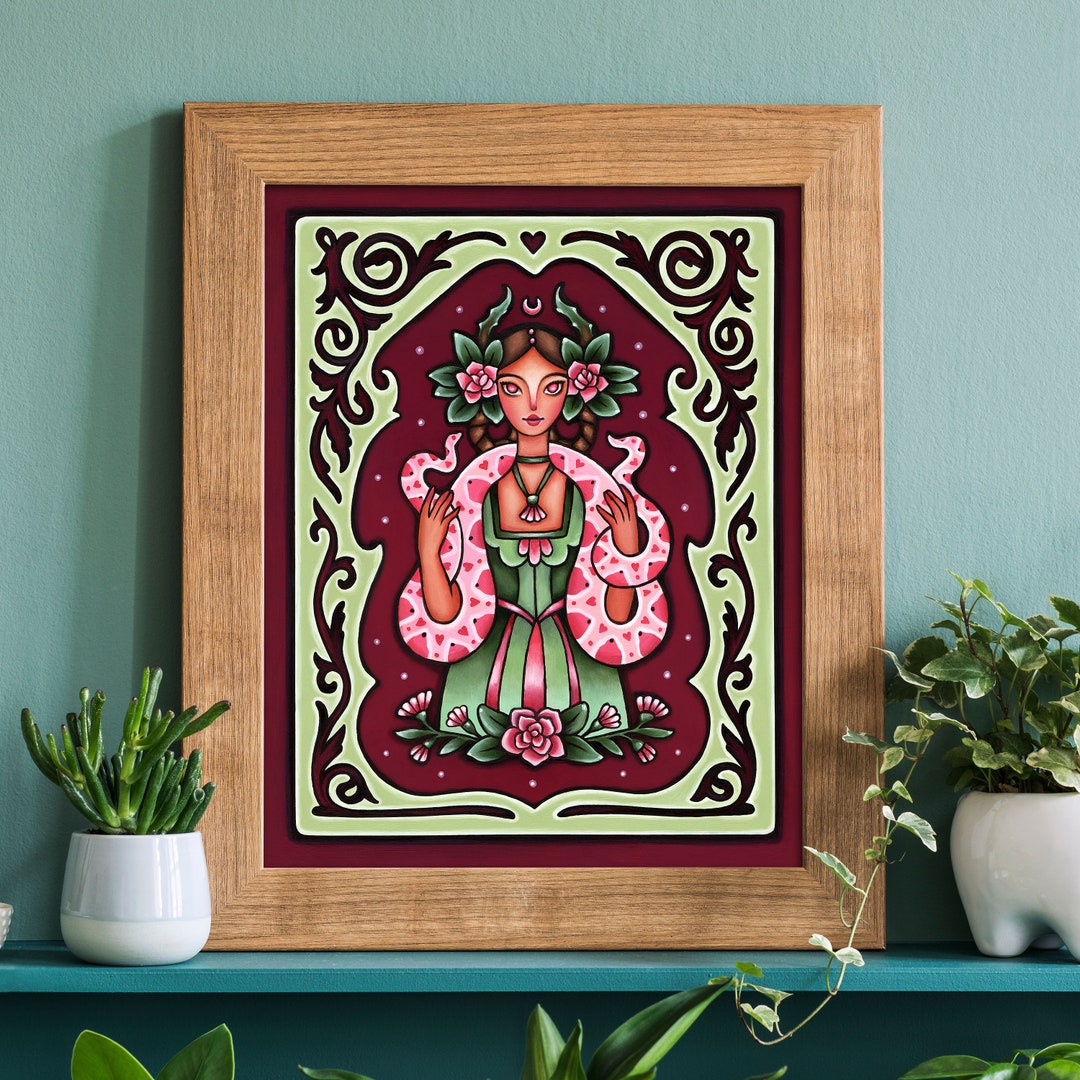 Snake Pagan Folk Art Print 8x10 Oil Painting Print Norse Warrior ...