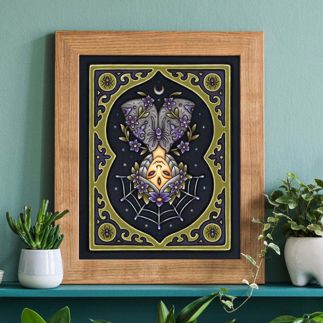 Spider Pagan Folk Art Print 8x10 Oil Painting Print Norse Norns Perthro ...