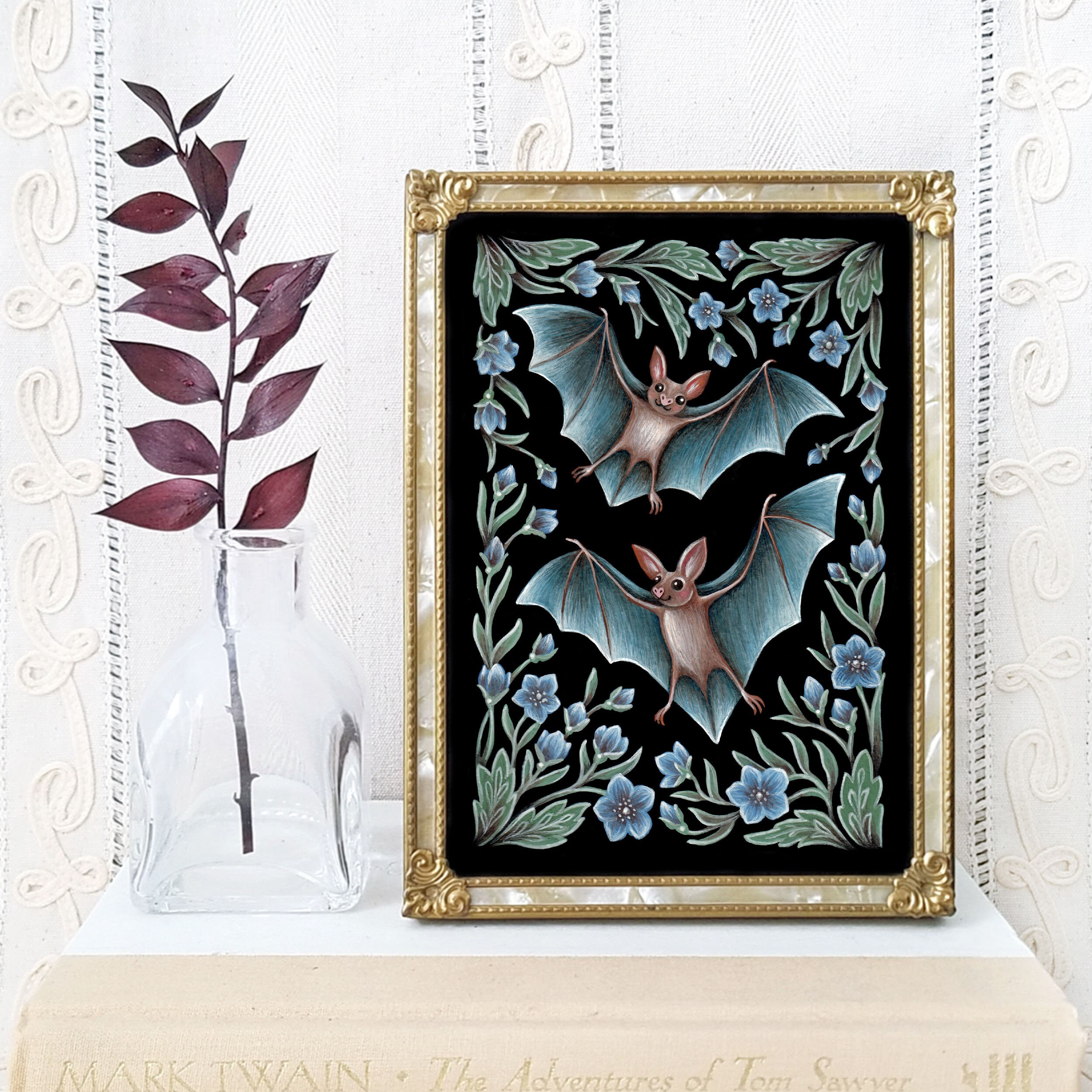 Bat Art Print Watercolor Painting Print Vintage Bat Art - Etsy