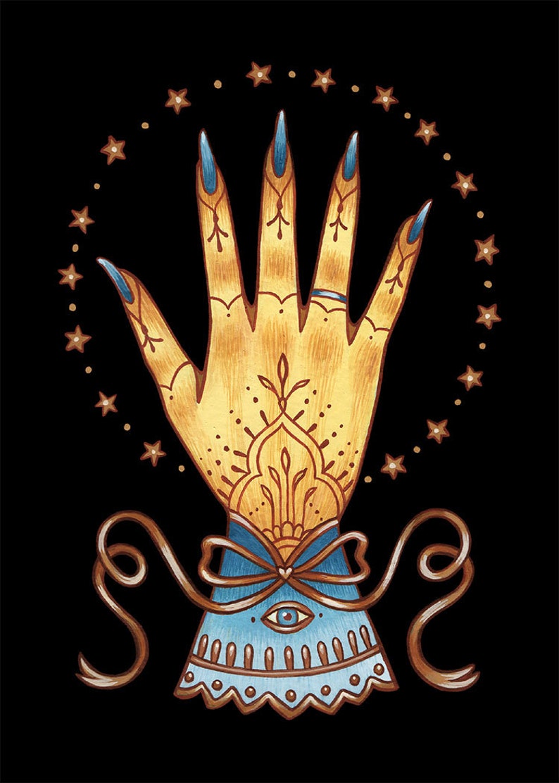 Mystic Hand Art Print Watercolor Painting Print Palmistry | Etsy