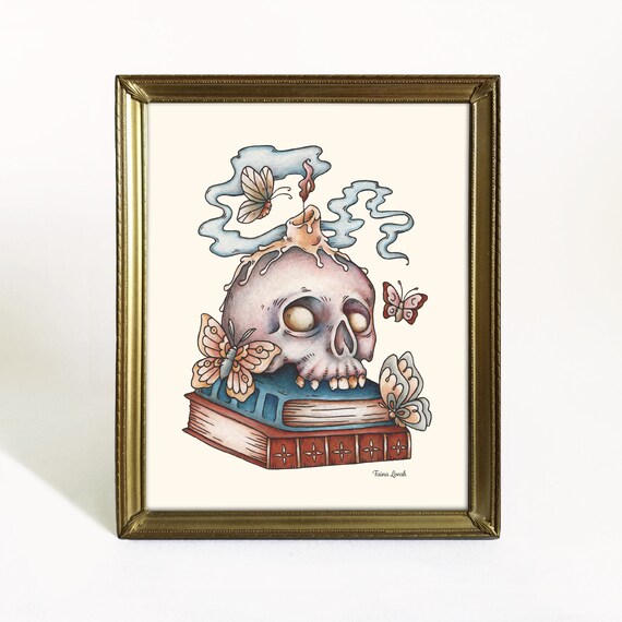 Spooky Books Art Print 8x10 Watercolor Painting Print | Etsy