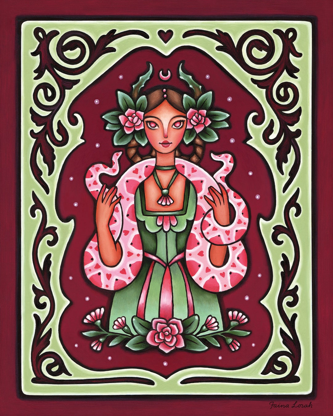 Warrior Rune Goddess Oil Painting 8x10 Framed Original Artwork Gothic ...