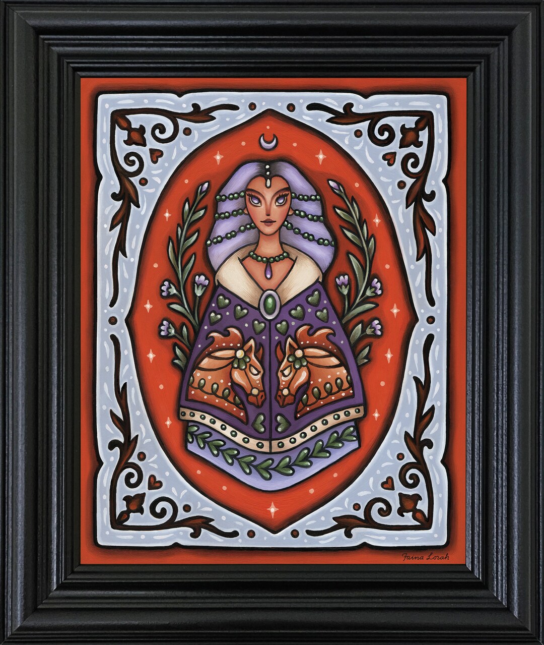 Progress Rune Goddess Oil Painting 8x10 Framed Original Artwork Gothic ...