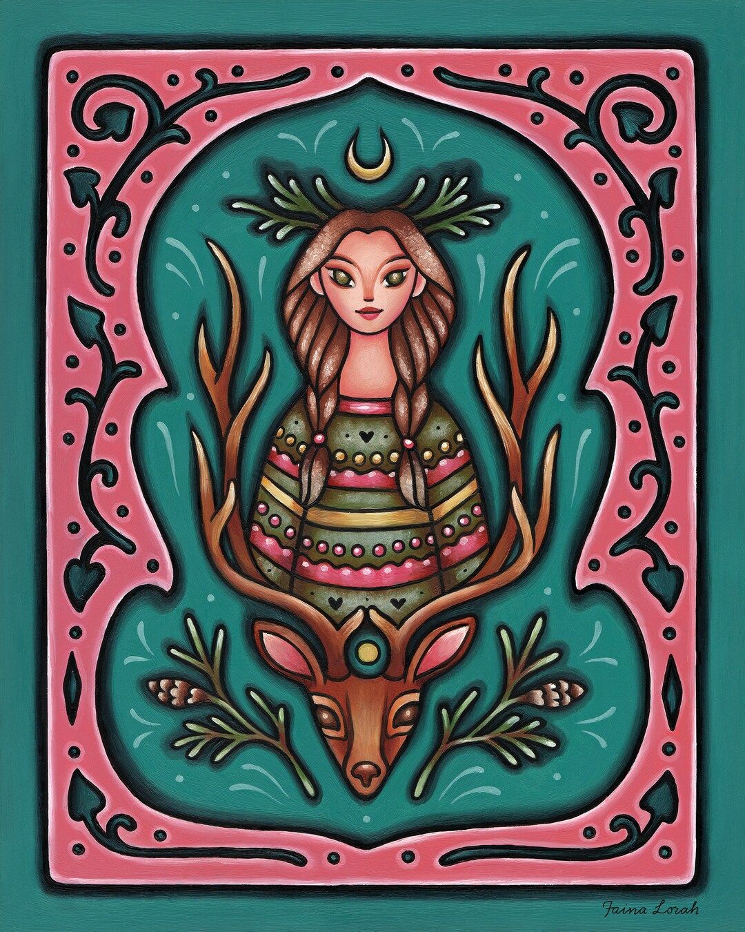 Clarity Rune Goddess Oil Painting 8x10 Framed Original Artwork Gothic ...