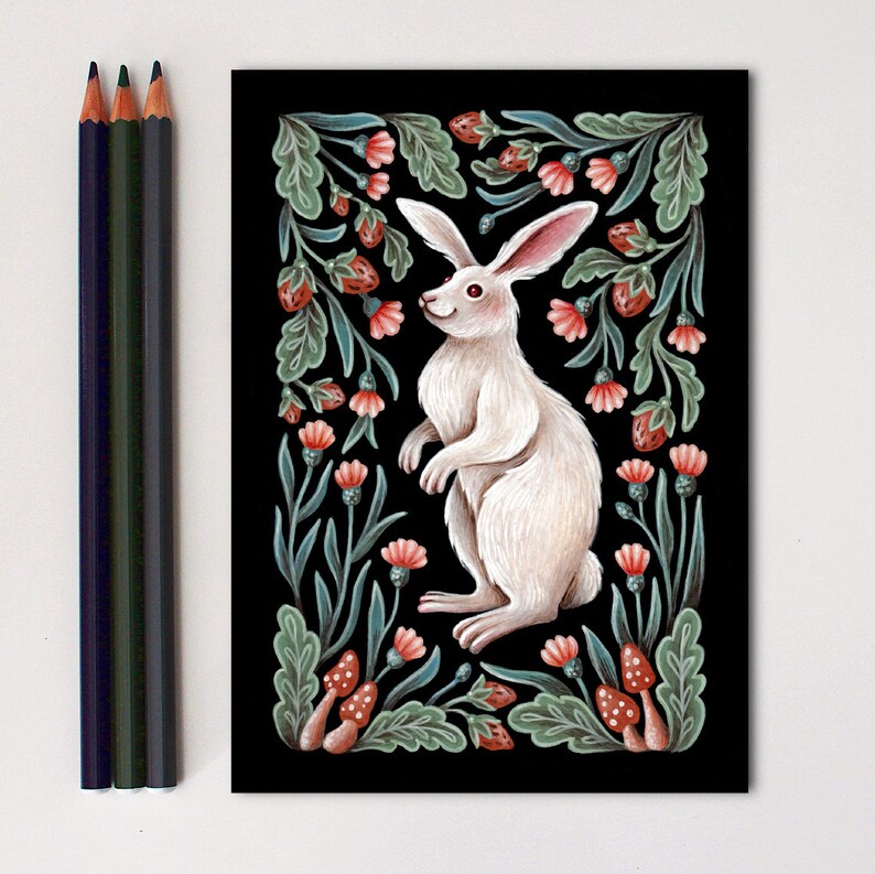 Rabbit Art Print Watercolor Painting Print Alice in - Etsy