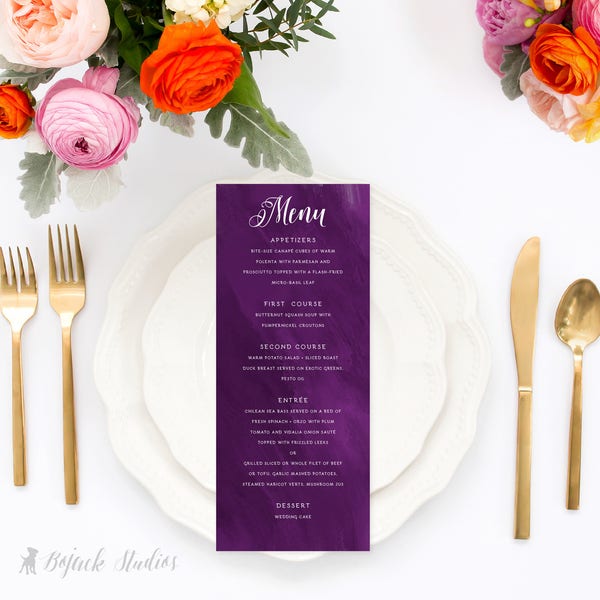 Watercolor Wedding Menu - Etsy