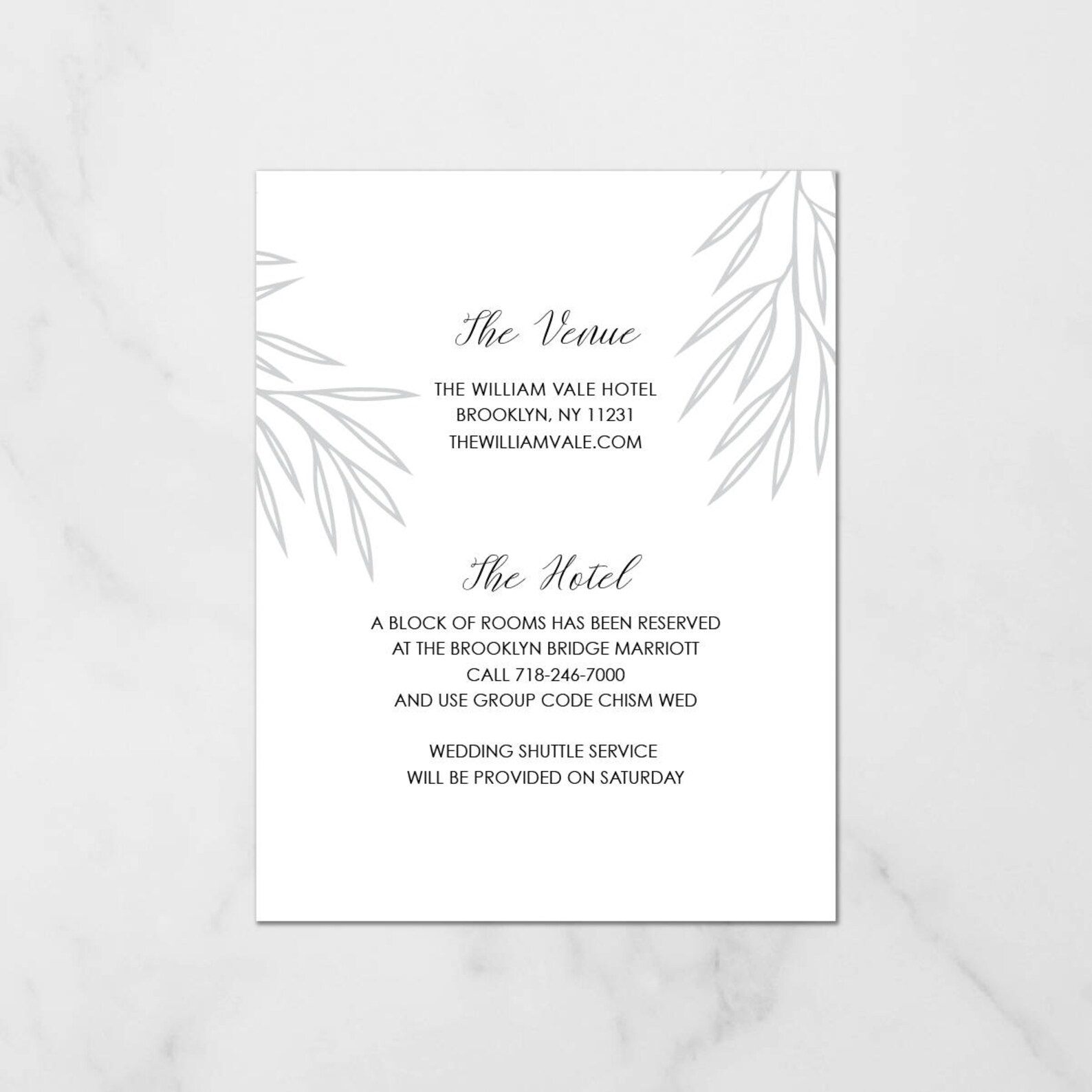 Modern Botanical Large Insert, Info Card, Rehearsal Dinner Invitation ...