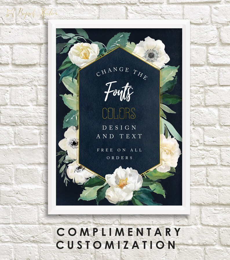 Botanical Wedding Buffet Menu Poster, Printable Menu Poster, Custom ...